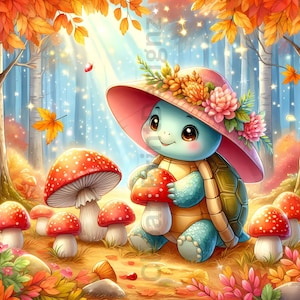 Cute Fall Turtles Clipart Bundle, Watercolor Turtle Clip Art Images ...