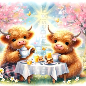 Cute Spring Highland Cow Clipart, Funny Watercolor Animal Images, High ...