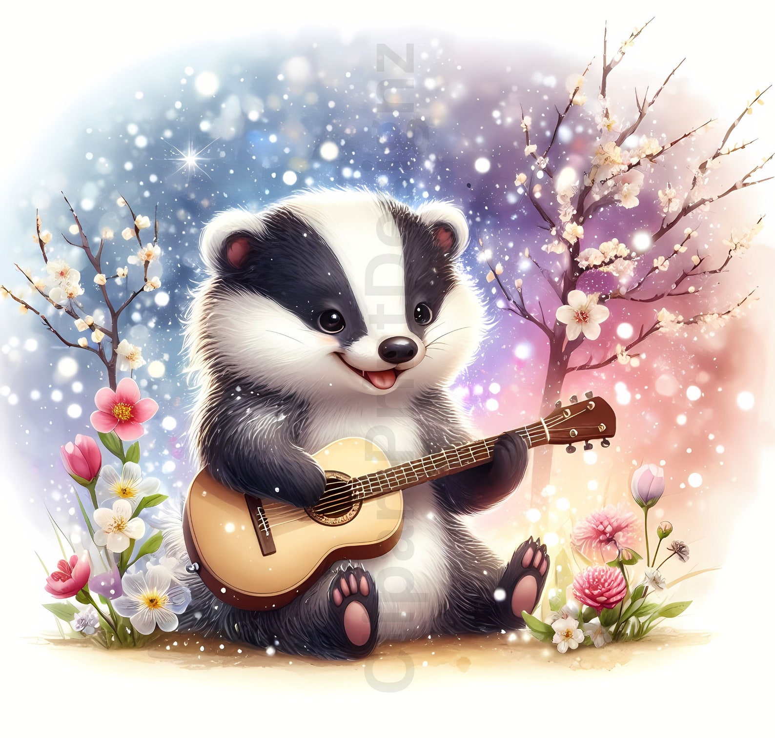 Cute Spring Badgers Clipart Bundle, Watercolor Clip Art Images, High ...