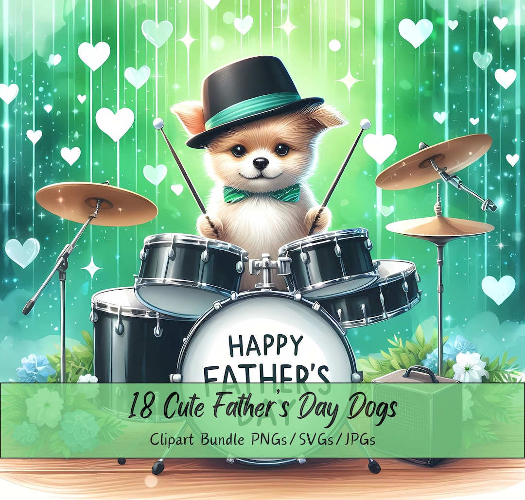 Cute Happy Father's Day Dogs Clipart Bundle, Watercolor Clip Art Images ...