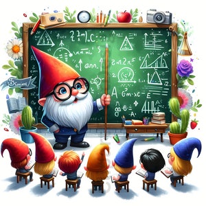 Cute Back to School Gnomes Clipart Bundle, Watercolor Gnome Clip Art ...