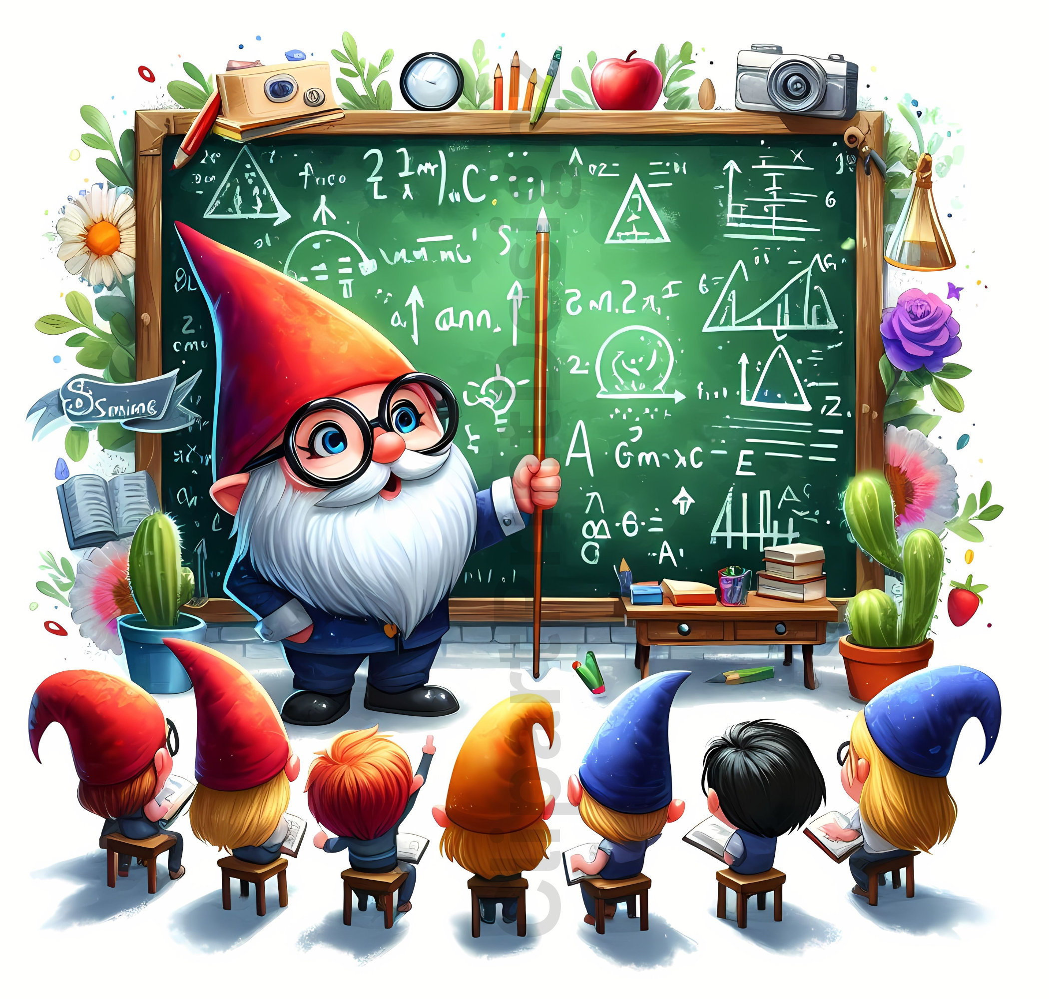 Cute Back to School Gnomes Clipart Bundle, Watercolor Gnome Clip Art ...