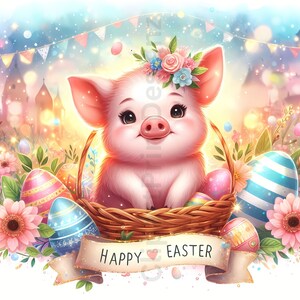 Cute Easter Pigs Clipart, Funny Watercolor Animal Images, High Quality ...