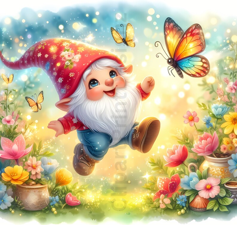 Cute Spring Gnomes Clipart Bundle, Watercolor Clip Art Images, 20 High ...
