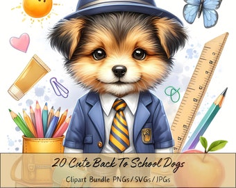 Cute Back to School Animals Clipart Bundle, Watercolor Animal Clip Art ...