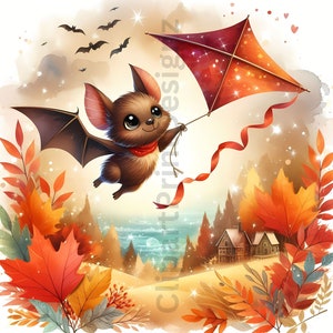 Cute Fall Bats Clipart Bundle, Watercolor Bat Clip Art Images, High ...