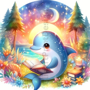 Cute Summer Dolphins Clipart Bundle, Watercolor Dolphin Clip Art Images ...
