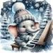 Cute Winter Elephant Clipart Bundle, Festive Watercolor Clip Art Images ...