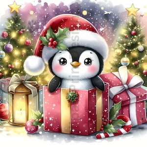 Cute Christmas Penguins Clipart Bundle, Xmas Penguin Clip Art Images ...