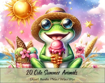 Cute Summer Turtles Clipart Bundle, Watercolor Turtle Clip Art Images ...