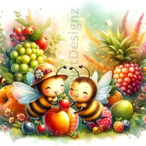 Cute Summer Bees Clipart Bundle, Watercolor Bee Clip Art Images, High ...