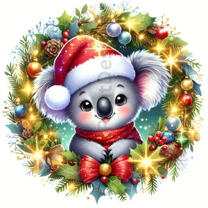 Cute Christmas Koalas Clipart Bundle, Xmas Koala Clip Art Images ...