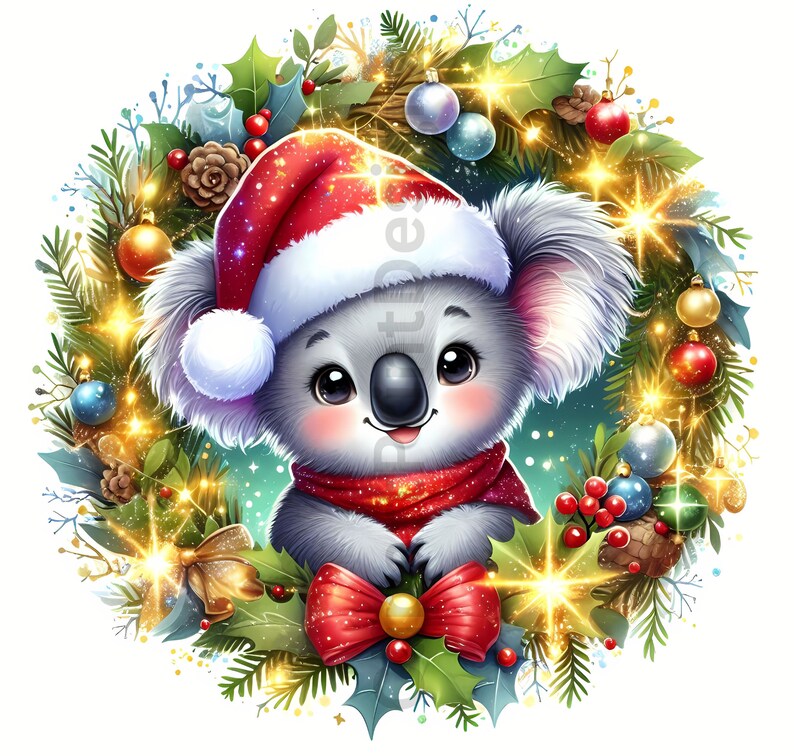 Cute Christmas Koalas Clipart Bundle, Xmas Koala Clip Art Images ...