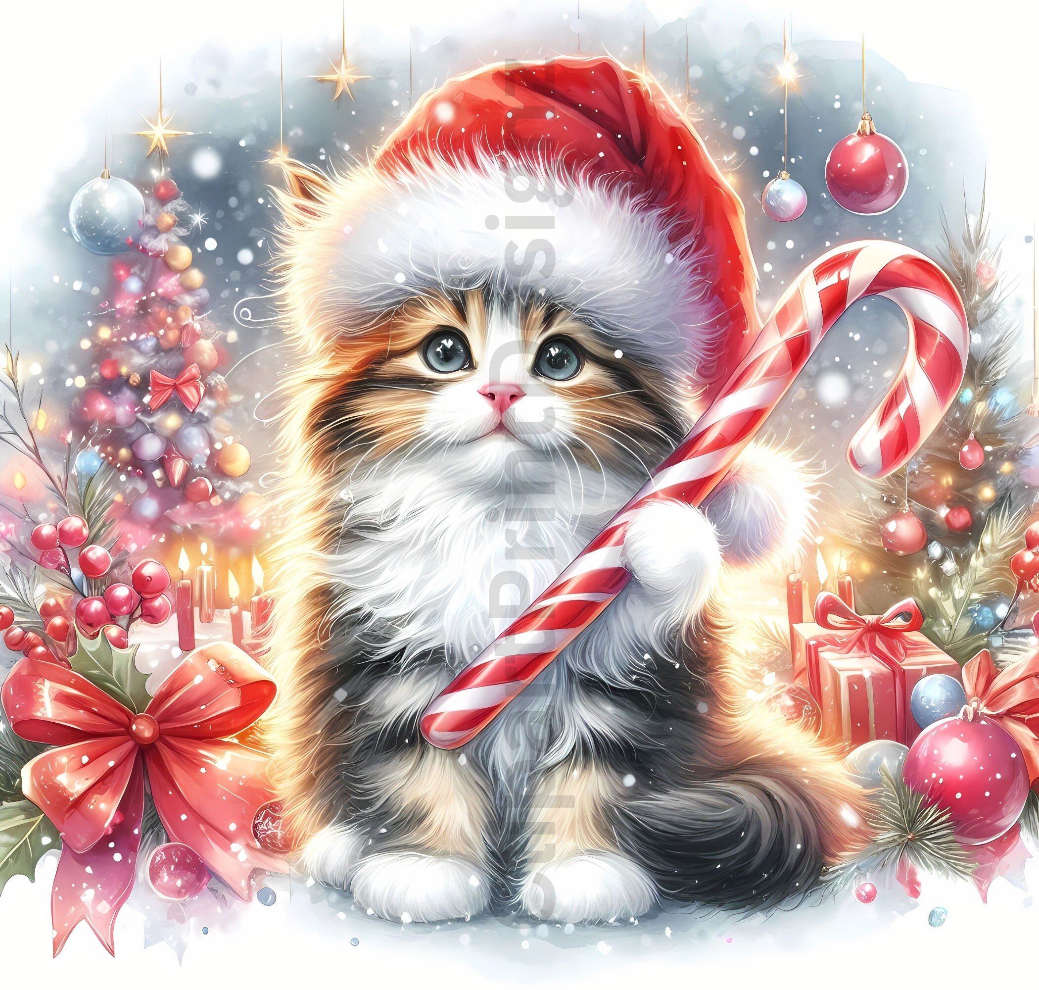 Cute Christmas Cat Breeds Clipart Bundle, Xmas Cat Breed Clip Art ...