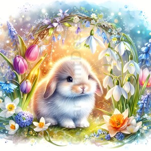 Cute Spring Bunny Clipart Bundle, Watercolor Clip Art Images, 20 High ...