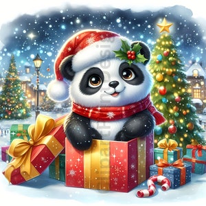 Cute Christmas Pandas Clipart Bundle, Xmas Panda Clip Art Images ...