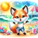 Cute Summer Foxes Clipart Bundle, Watercolor Fox Clip Art Images, High ...