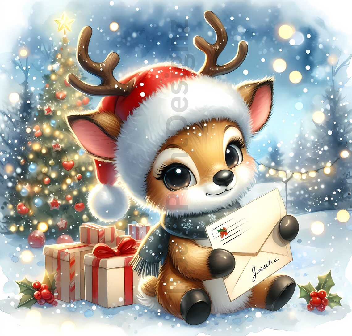 Cute Christmas Reindeers Clipart Bundle, Xmas Reindeer Clip Art Images ...