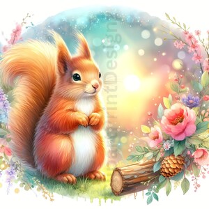 Cute Spring Squirrels Clipart Bundle, Watercolor Clip Art Images, 24 ...