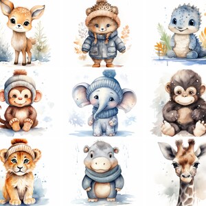 Mega Baby Safari Animals Clipart, Watercolor Nursery Bundle, Spring ...