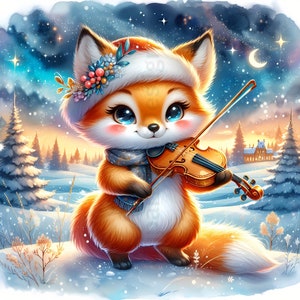 Cute Winter Fox Clipart Bundle, Festive Watercolor Clip Art Images, 20 ...