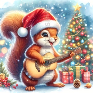 Cute Christmas Squirrels Clipart Bundle, Xmas Squirrel Clip Art Images ...