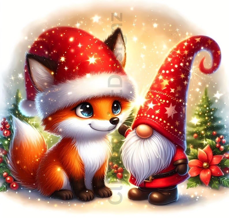 Cute Christmas Foxes Clipart Bundle, Xmas Fox Clip Art Images ...