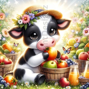 Cute Summer Cows Clipart Bundle, Watercolor Cow Clip Art Images, High ...