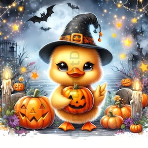 Cute Halloween Ducks Clipart Bundle, Watercolor Duck Clip Art Images ...