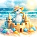Cute Summer Sandcastle Animals Clipart Bundle, Watercolor Ocean Clip ...