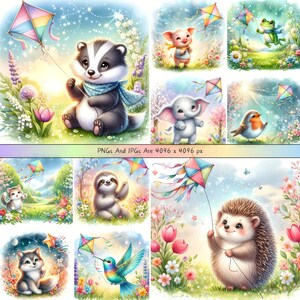 Spring Animals Having Fun Clipart Bundle, Cute Watercolor Mega Images ...