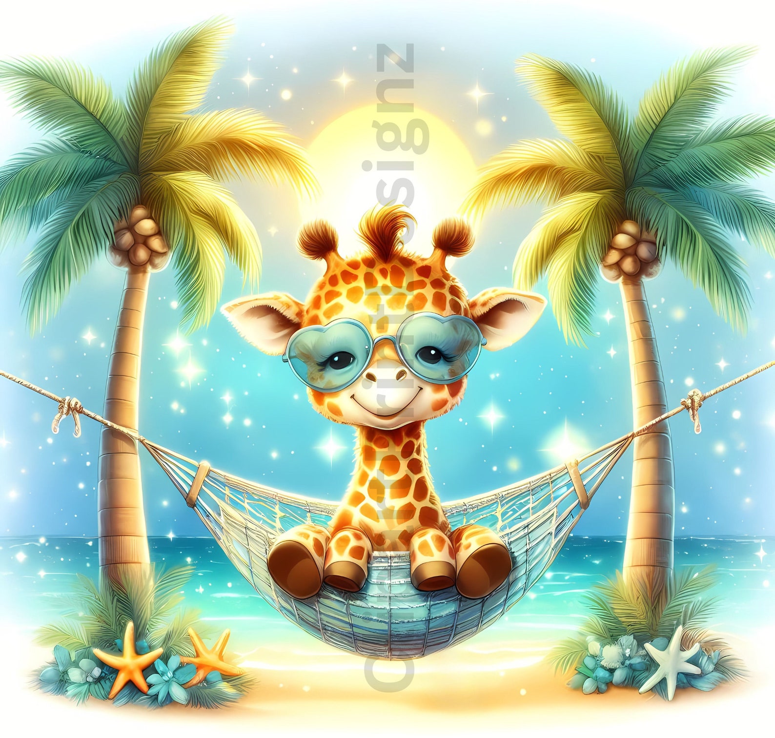 Cute Summer Giraffes Clipart Bundle, Watercolor Giraffe Clip Art Images ...