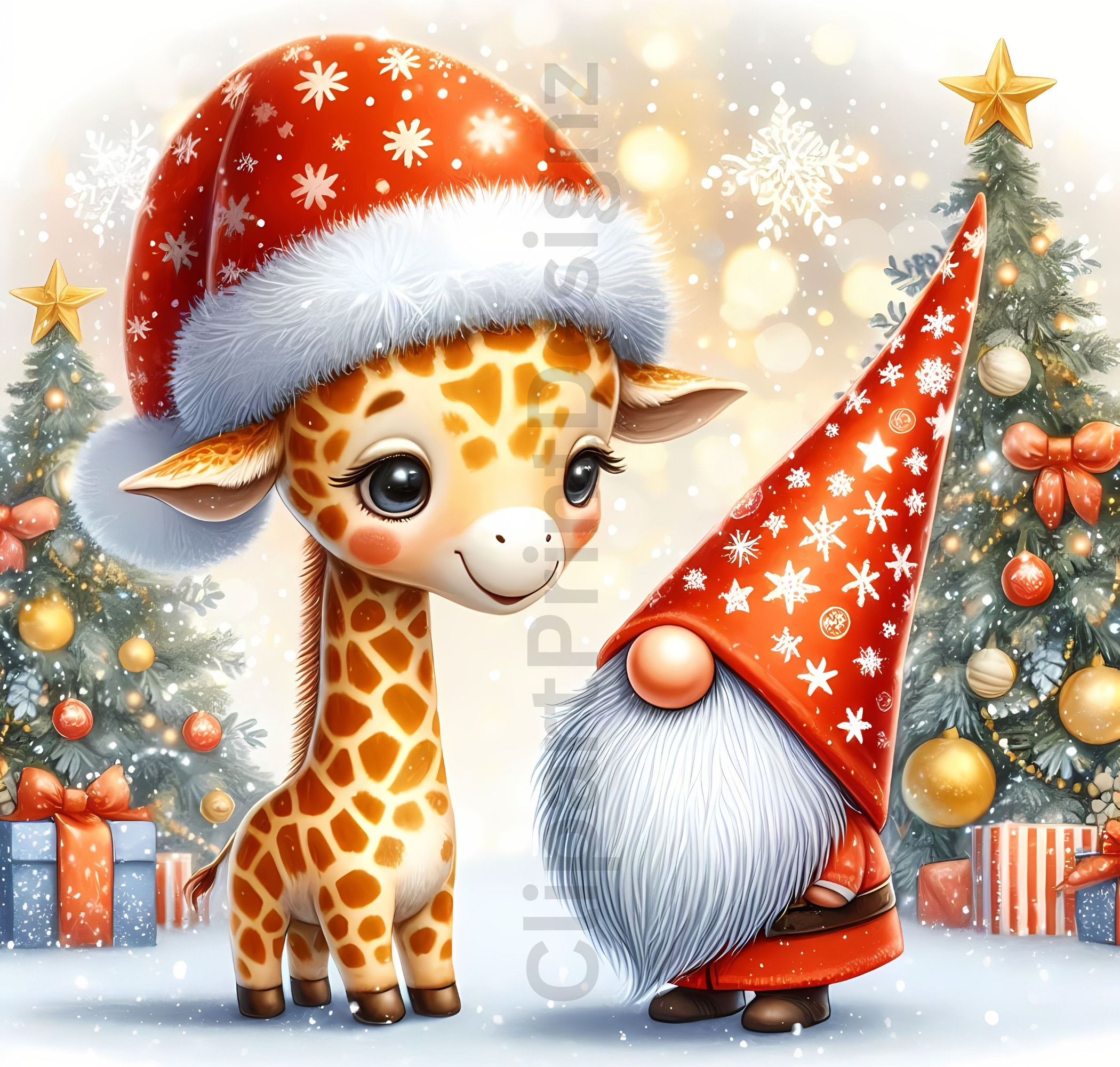 Cute Christmas Giraffes Clipart Bundle, Xmas Giraffe Clip Art Images ...