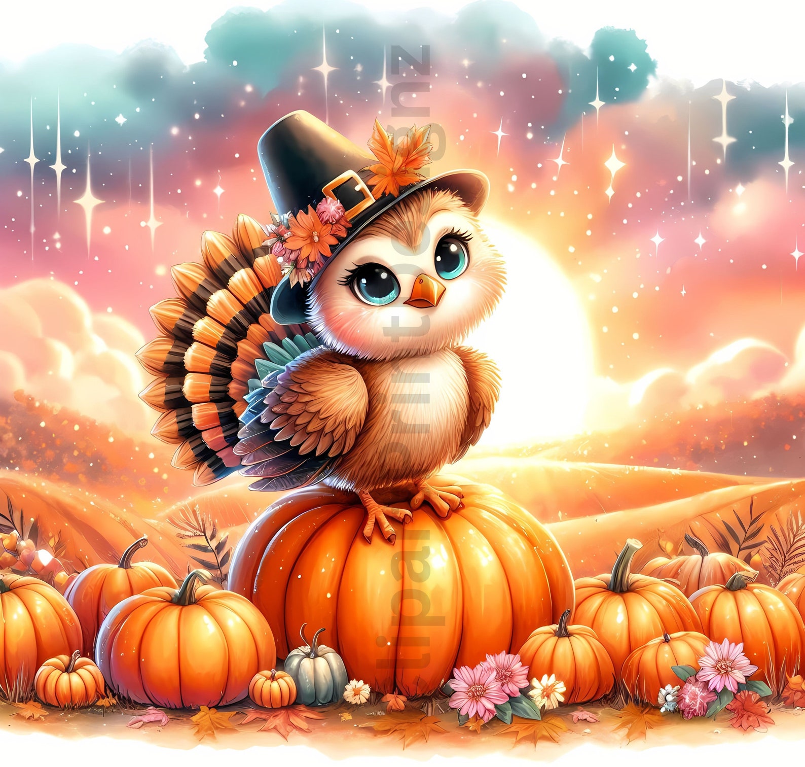 Cute Fall Turkeys Clipart Bundle, Watercolor Turkey Clip Art Images ...