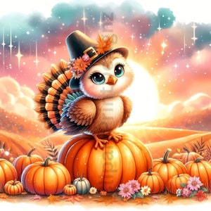 Cute Fall Turkeys Clipart Bundle, Watercolor Turkey Clip Art Images ...