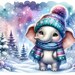 Cute Winter Elephant Clipart Bundle, Festive Watercolor Clip Art Images ...