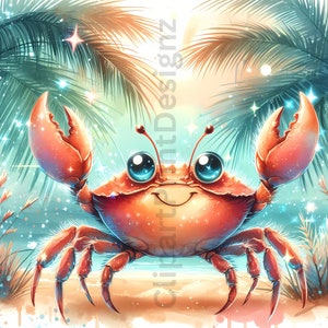Cute Summer Crabs Clipart Bundle, Watercolor Crab Clip Art Images, High ...