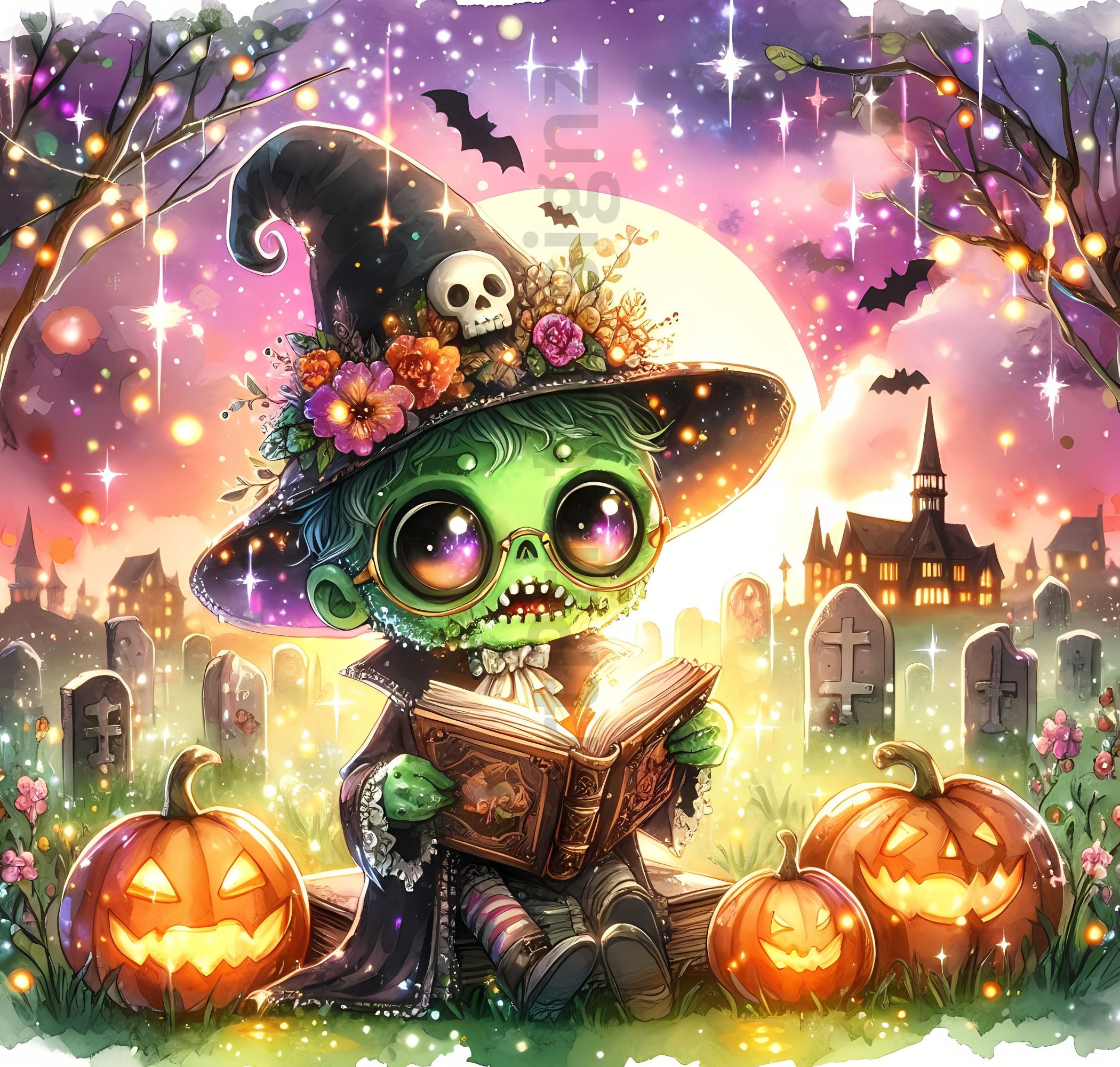 Cute Halloween Zombies Clipart Bundle, Watercolor Zombies Clip Art ...