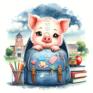 Cute Back to School Animals Peeking Out of Accessories Clipart Bundle ...