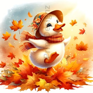 Cute Fall Ducks Clipart Bundle, Watercolor Duck Clip Art Images, High ...