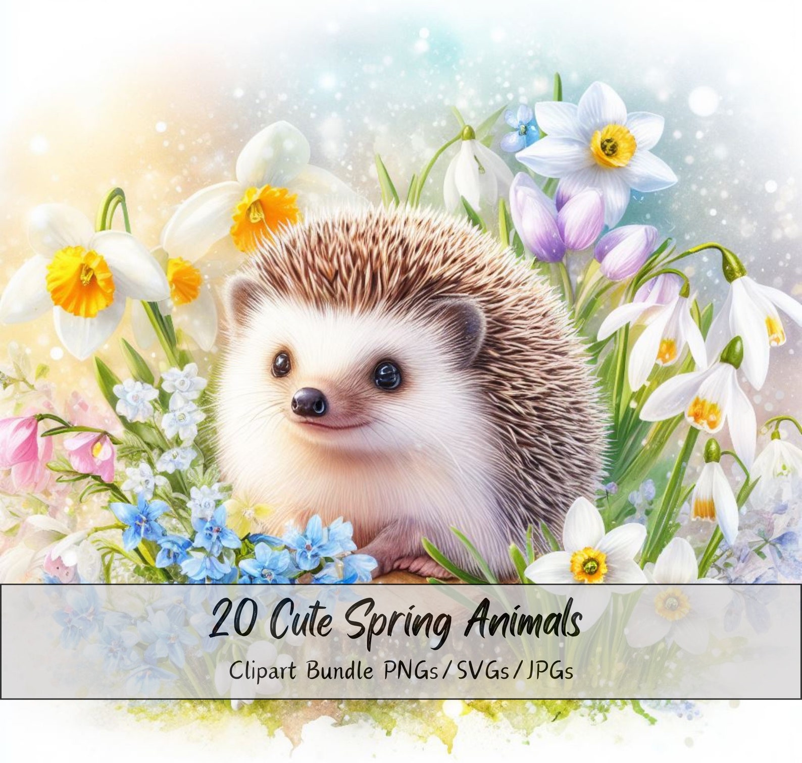 Cute Watercolor Spring Animals Clipart Bundle, 20 High Quality Pngs ...