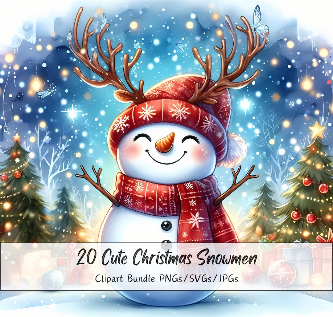 Cute Christmas Snowman Clipart Bundle, Xmas Snowmen Clip Art Images ...