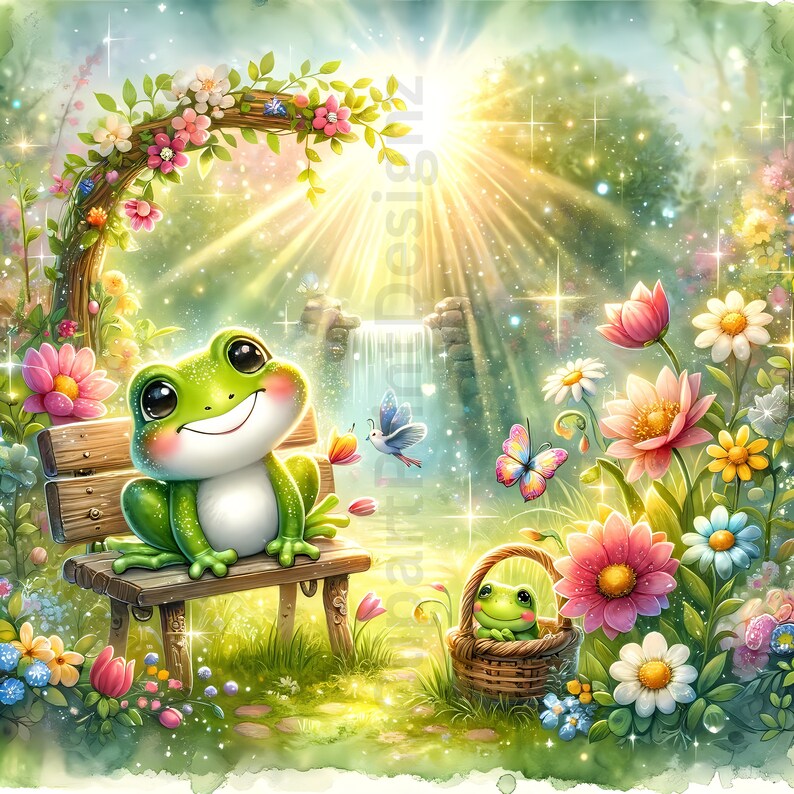 Cute Spring Frogs Clipart Bundle, Watercolor Clip Art Images, 20 High ...
