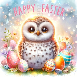 Watercolor Easter Owl Clipart, Whimsical Animal Images, Cute High ...