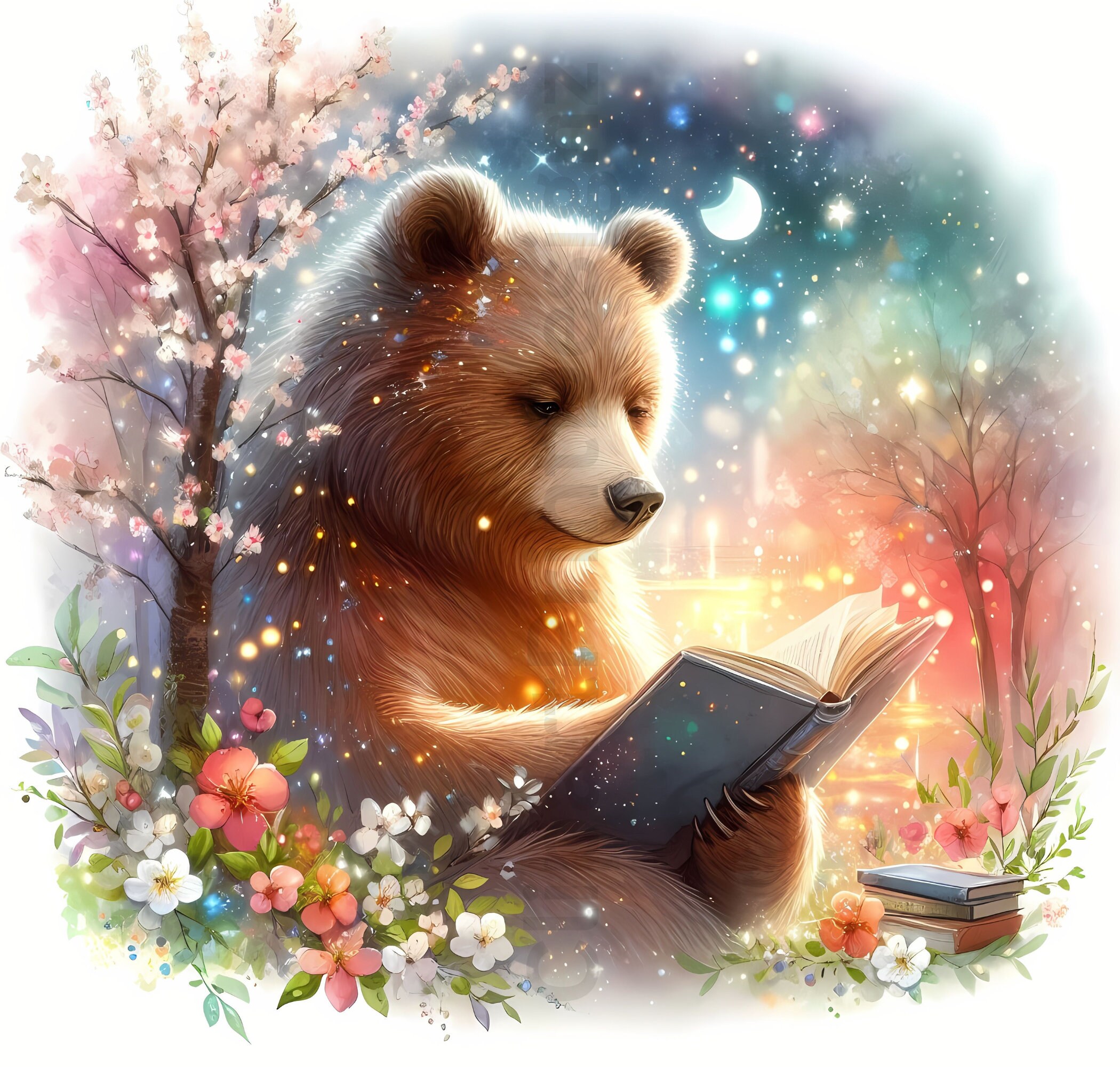 Cute Spring Bears Clipart Bundle, Watercolor Clip Art Images, High ...