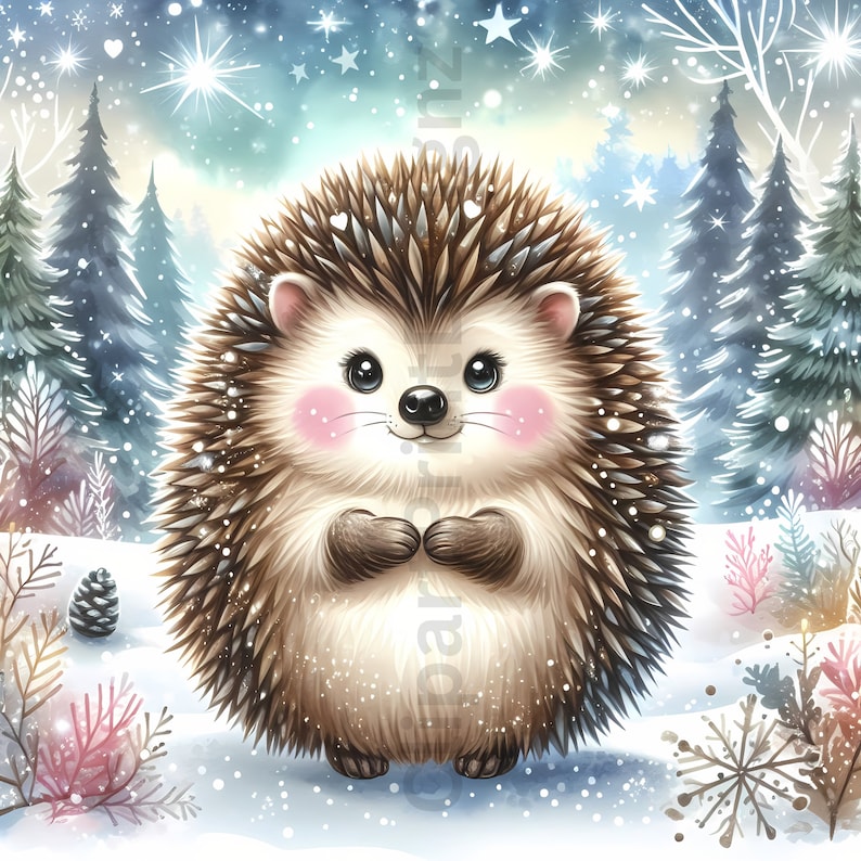 Cute Winter Woodland Animals Clipart Bundle, Festive Watercolor Clip ...