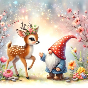 Cute Spring Fawn Clipart Bundle, Watercolor Clip Art Images, 20 High ...