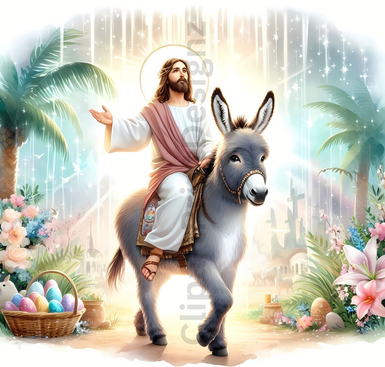 Cute Easter Donkeys Clipart Bundle, Watercolor Clip Art Images, 20 High ...