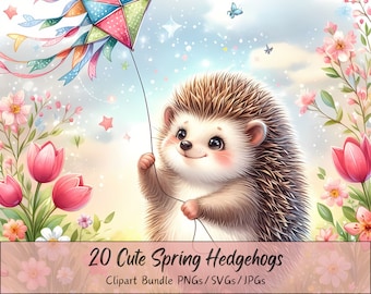 Cute Spring Bunny Clipart Bundle, Watercolor Clip Art Images, 20 High ...