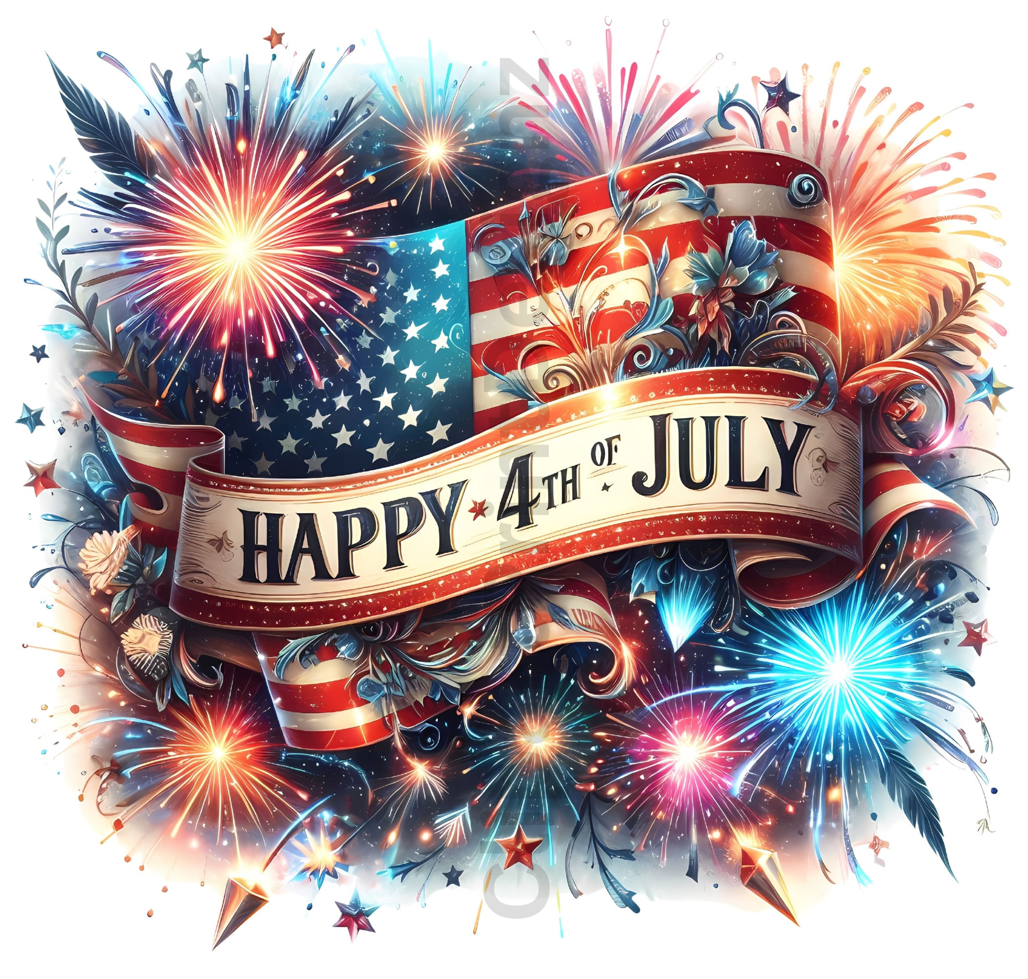 4th July Banners Clipart Bundle, Watercolor Patriotic Happy Files, High ...